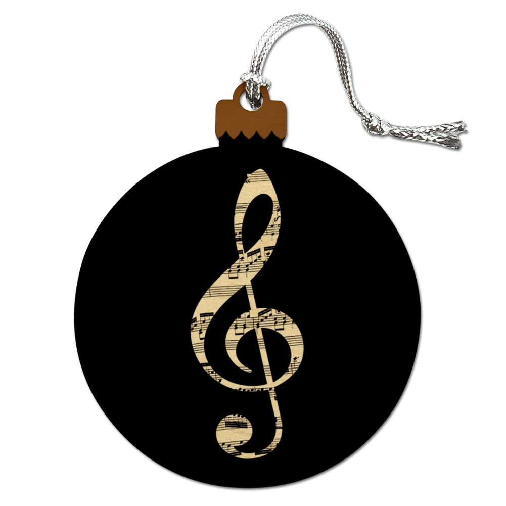 Sheet Music Treble Clef Music Wood Christmas Tree Holiday Ornament ...