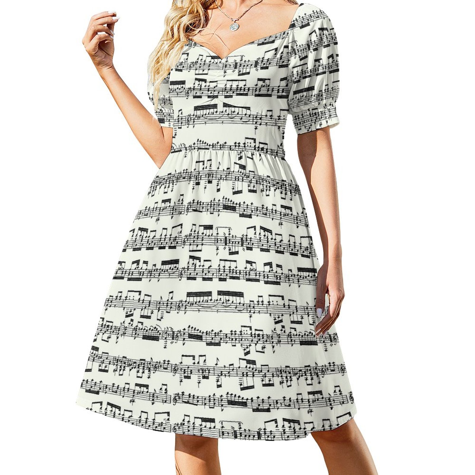 Sheet Music on Ivory Sleeveless Elegant gown birthday dresses for wom ...