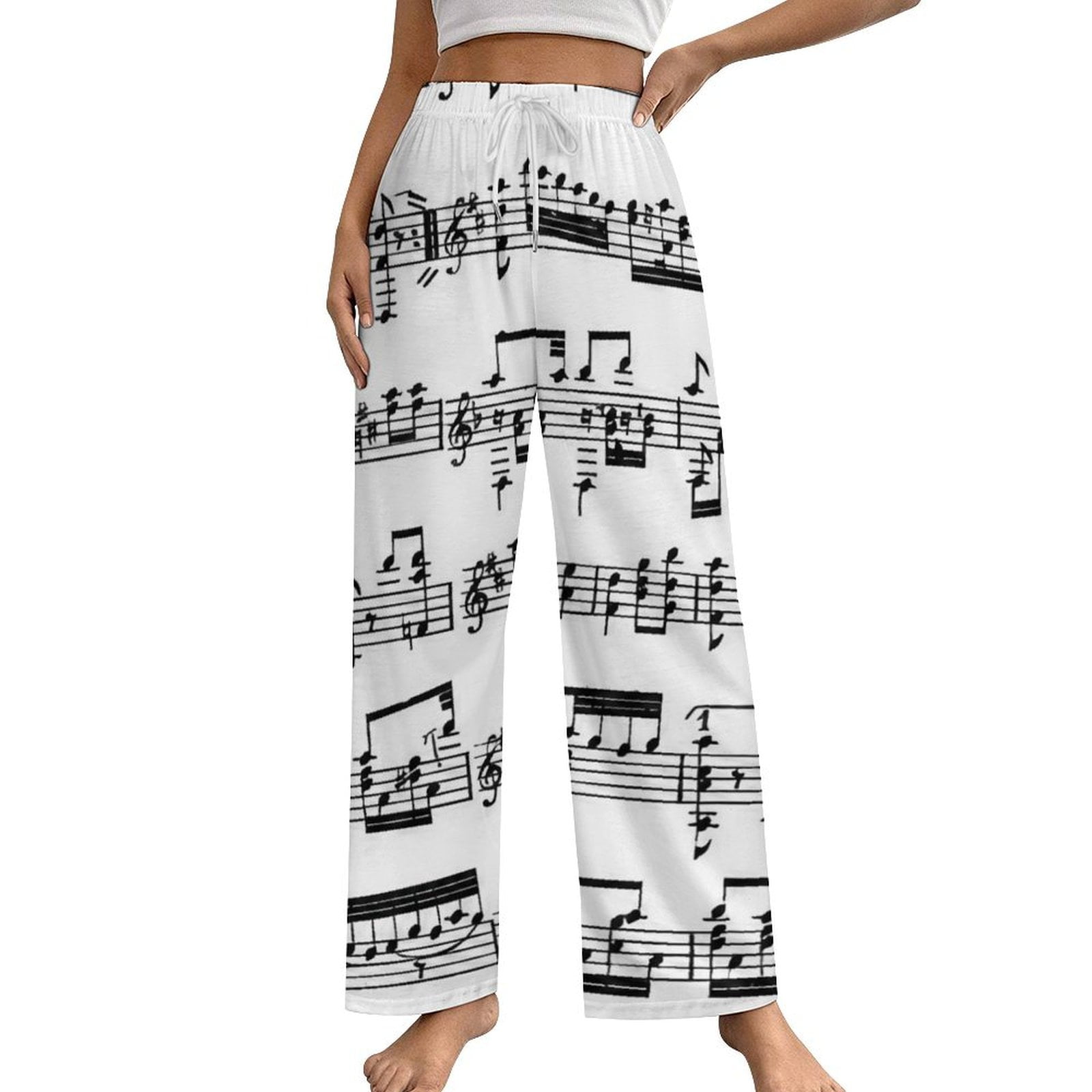 Sheet Music on Light Grey Women's Pajamas Pajama Pants Women's Sleepwear Lounge Sleep Bottoms ...