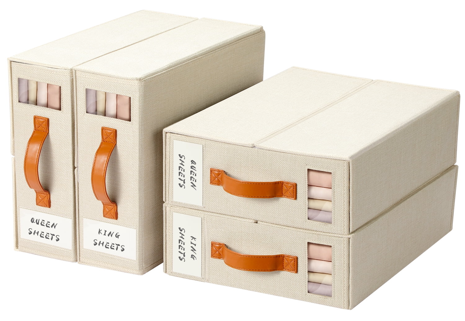 Sheet Organizers and Storage, Yecaye 4-Pack Bed Sheet Organizer, Fabric ...