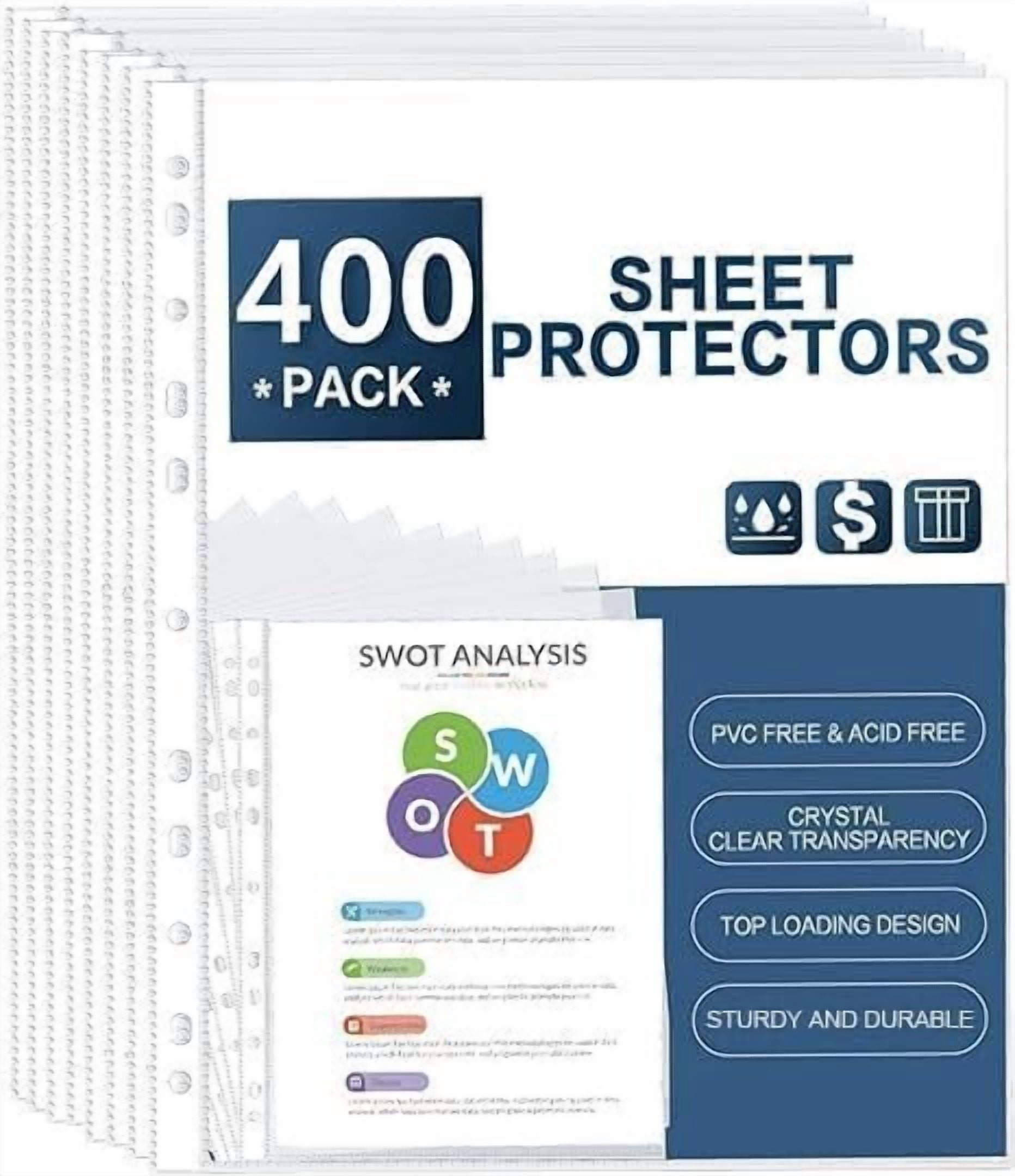 Sheet Protectors, 400 Clear Page Protectors Sheet Reinforced 11-Hole ...