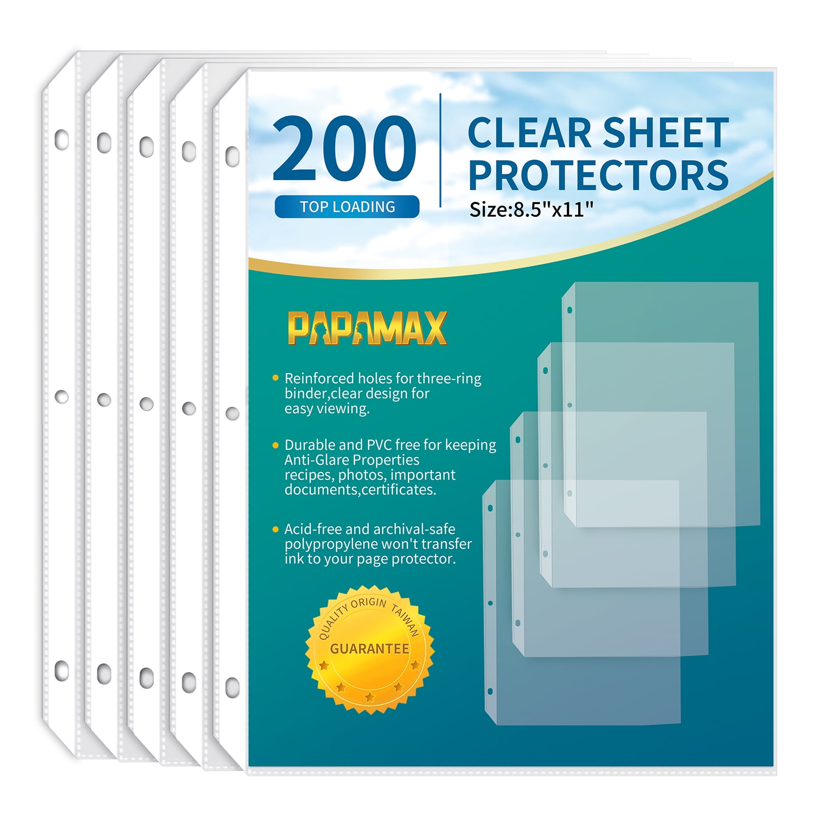 Sheet Protectors 8.5 x 11 inch Clear Page Protectors for 3 Ring Binder ...