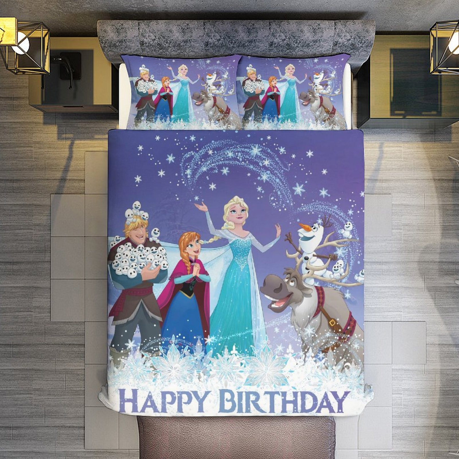 Sheet Queen Size,Happy Birthday Frozen-Elsa Bed Sheets for Kids Boys ...