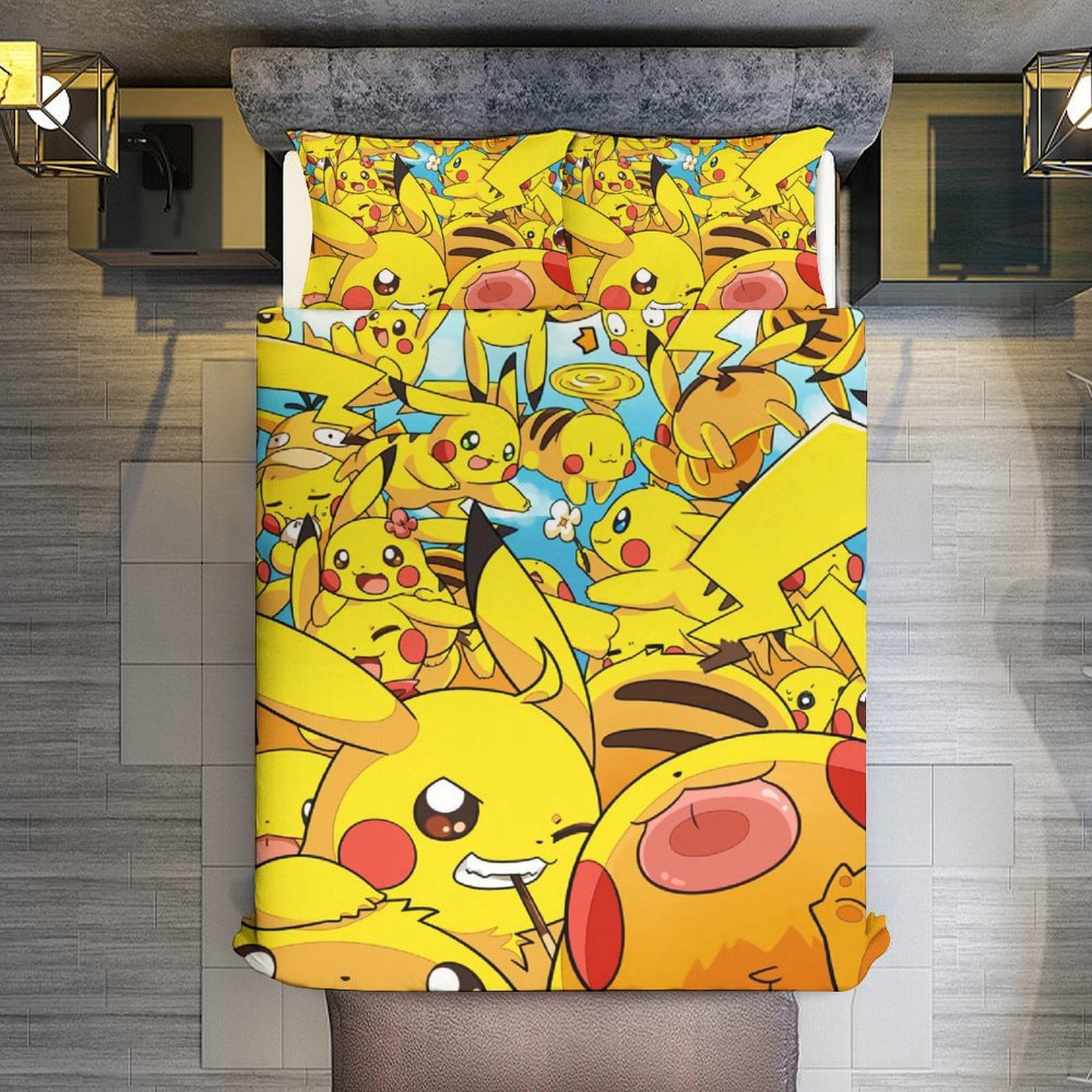 Sheet Queen Size,Pokémon-Pikachu Raichu Pichu Bed Sheets for Kids Boys ...