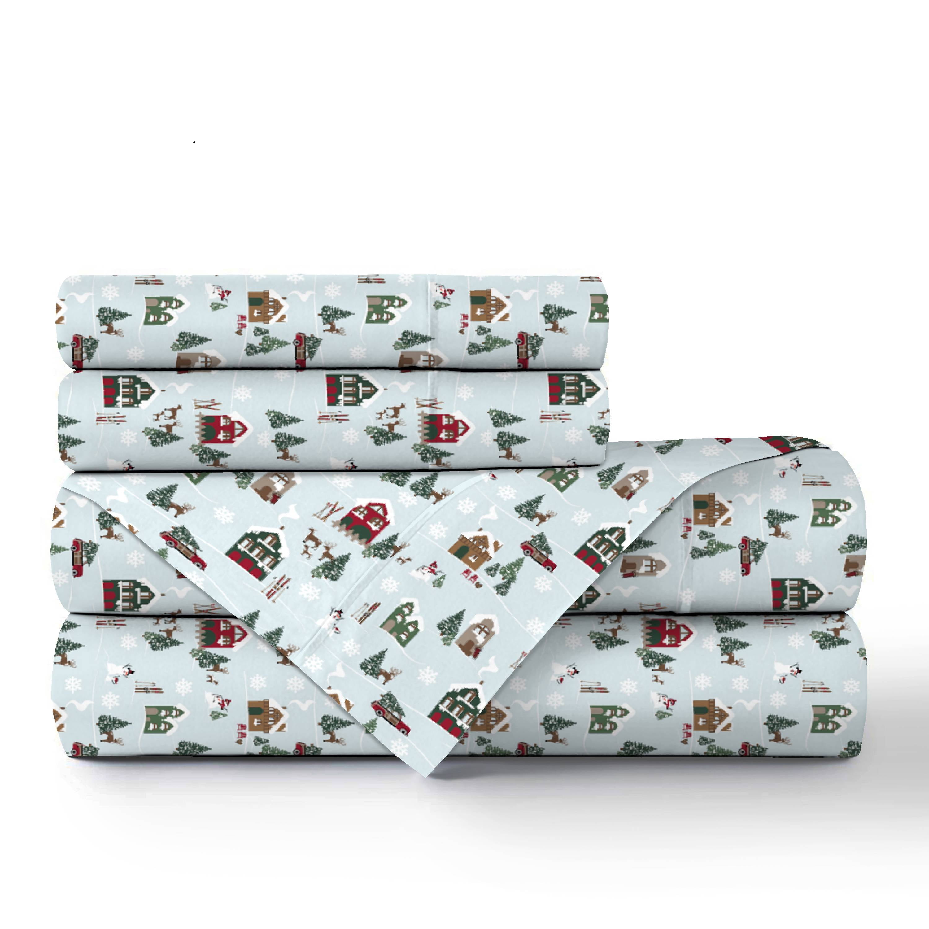 Sheet Set-144TC-CT/PR-QUEEN-Na-Challet-Merry and Bright - Walmart.com