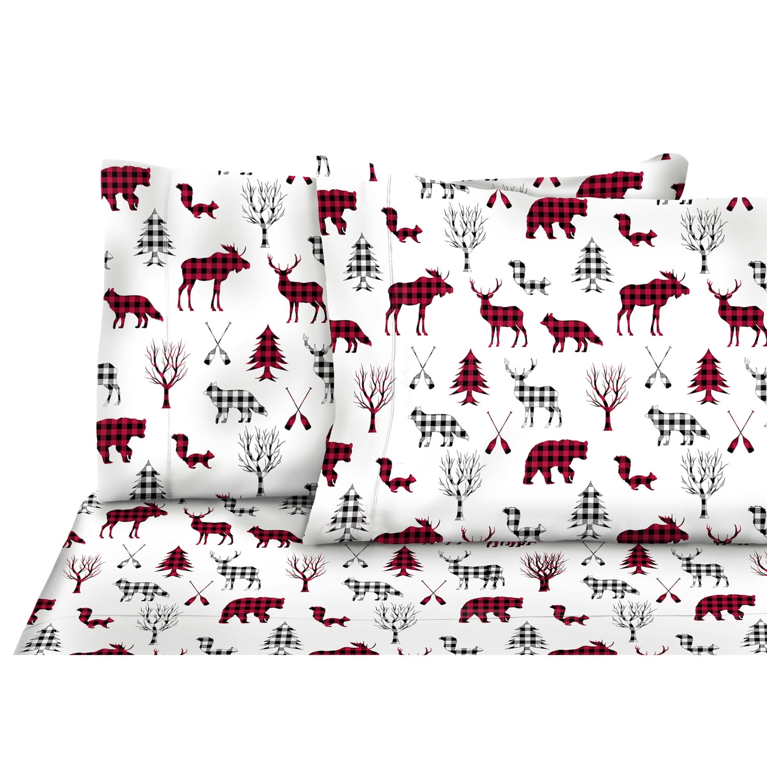 Sheet Set 4PC Flannel D Rustic Cabin Wildlife - Walmart.com