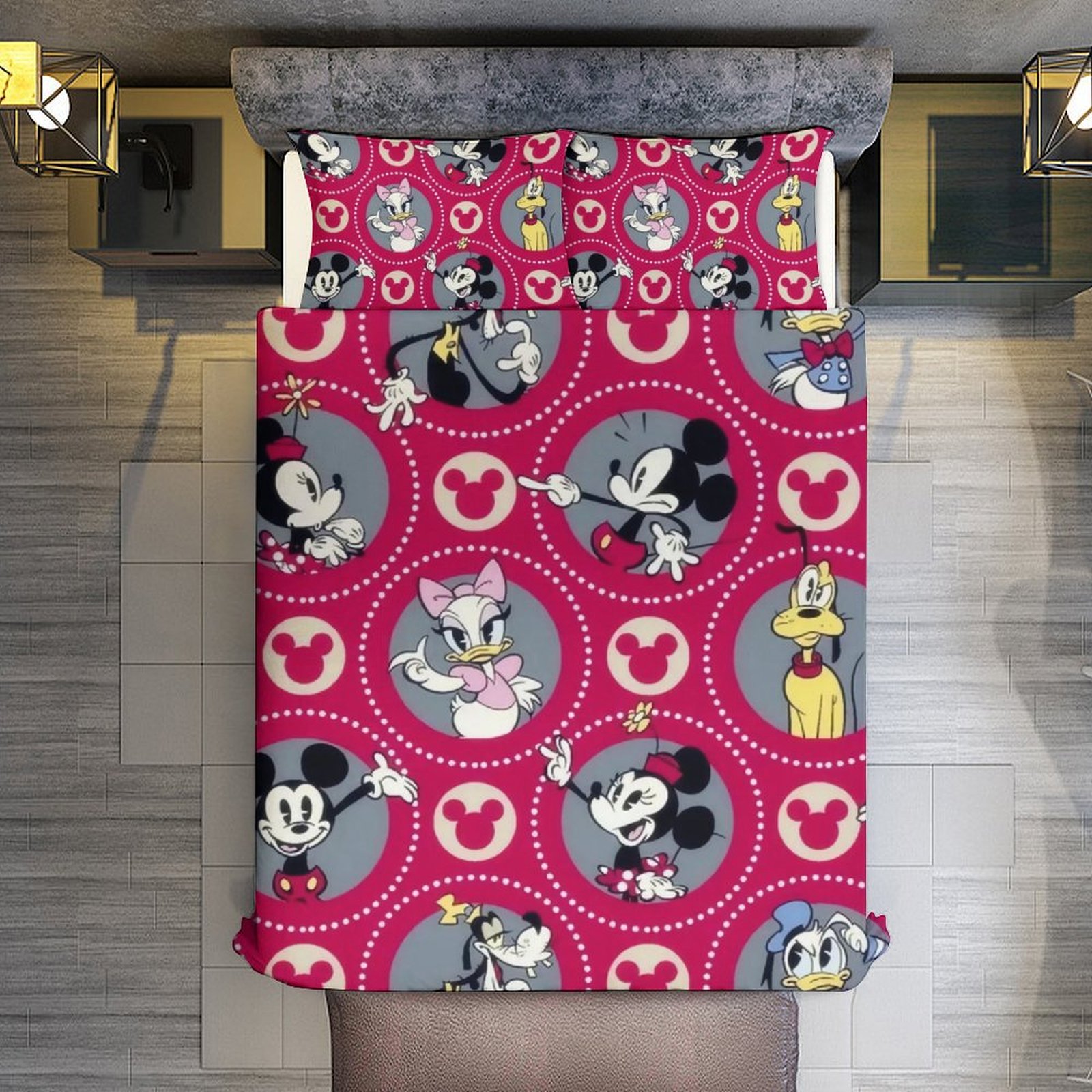 Sheet Set Queen Size,Cartoon Mickey & Minnie Donald Duck Duvet Cover ...
