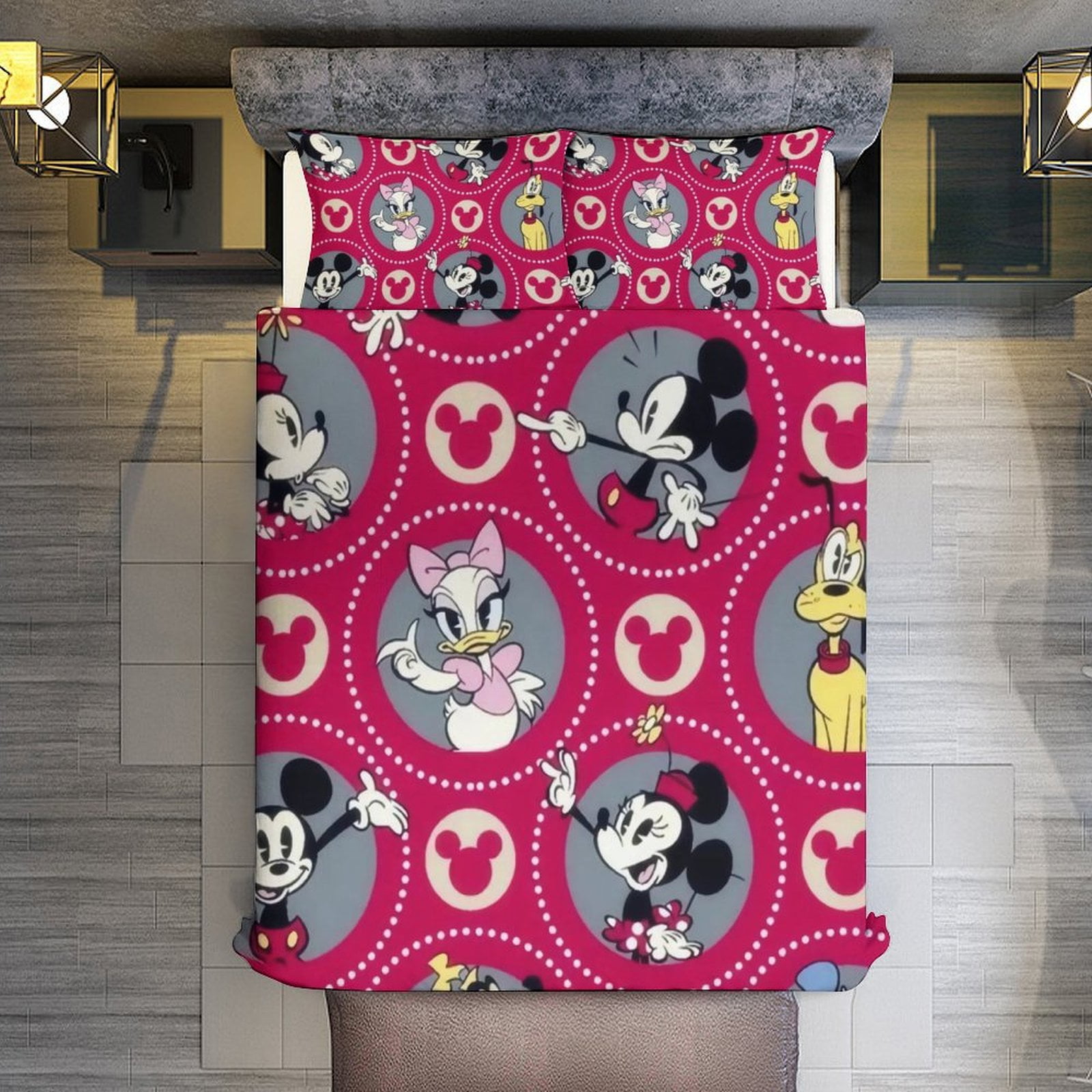 Sheet Set Queen Size,Cartoon Mickey & Minnie Donald Duck Duvet Cover ...