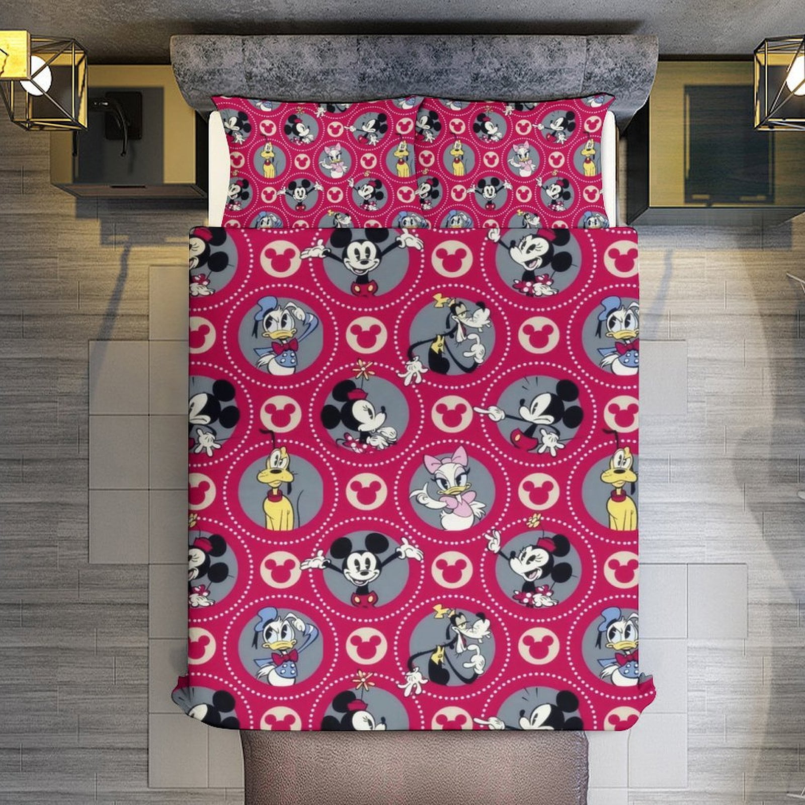 Sheet Set Queen Size,Cartoon Mickey & Minnie Donald Duck Duvet Cover ...