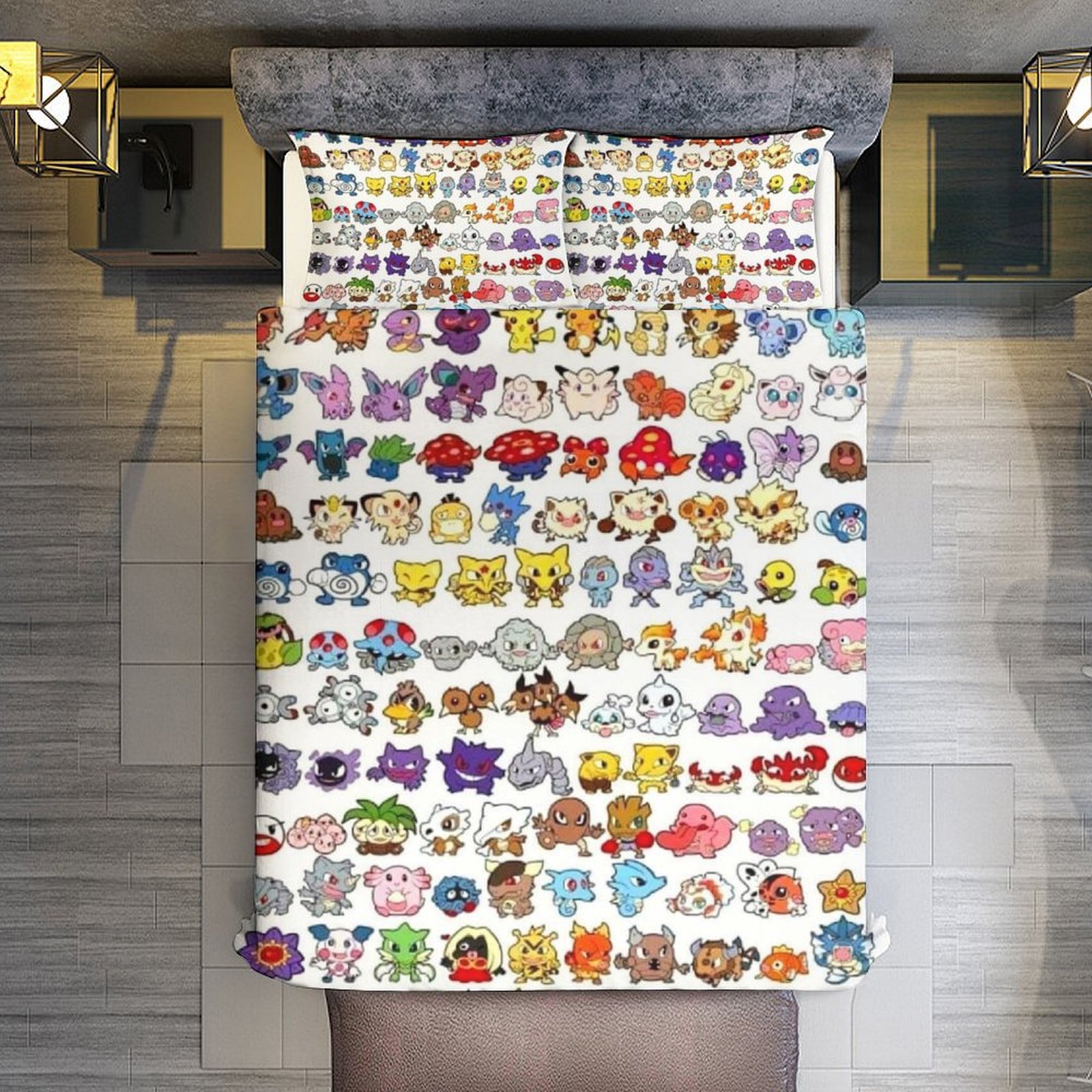 Sheet Set Queen Size,Cartoon Pokémon-Pikachu Picture Book Duvet Cover ...