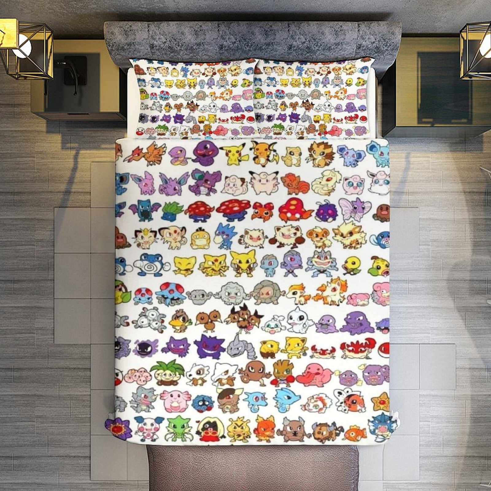 Sheet Set Queen Size,Cartoon Pokémon-Pikachu Picture Book Duvet Cover ...