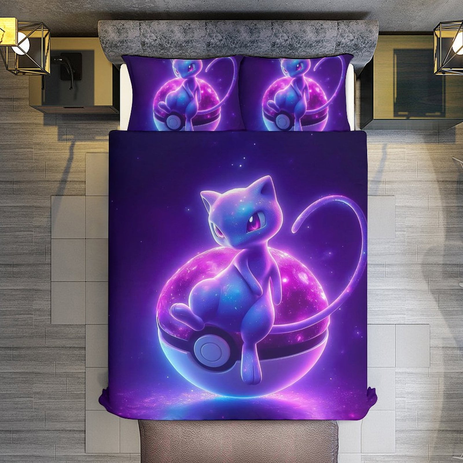 Sheet Set Queen Size,Pokémon-Pikachu Mewtwo Duvet Cover for Kids Boys ...