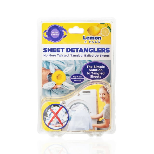 Sheet Simple, Reusable Lemon Scented Silicone Sheet Detanglers, 4 Pack ...