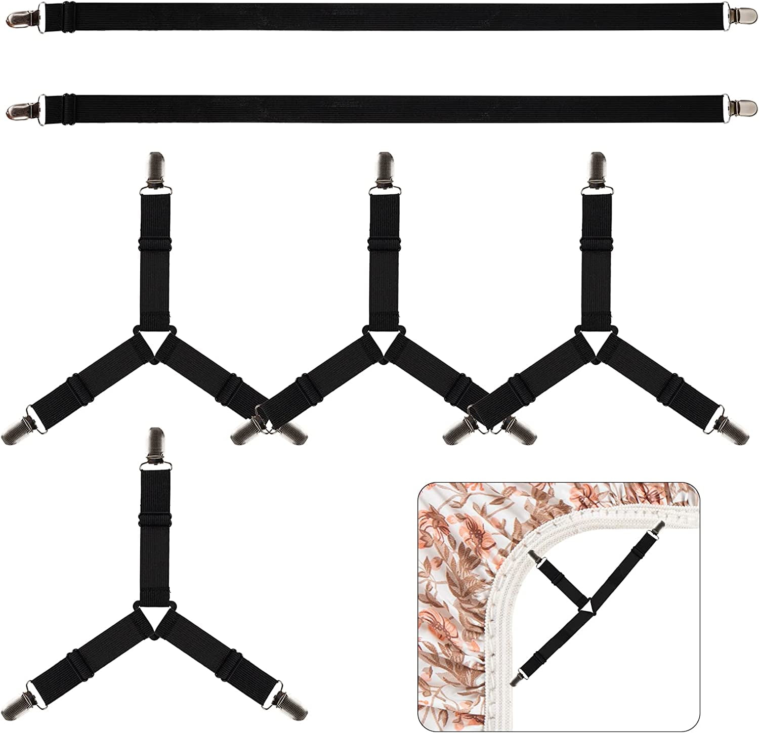 Sheet Straps 6 Pcs Bed Sheet Straps Clips High Elasticity Bed Sheet ...