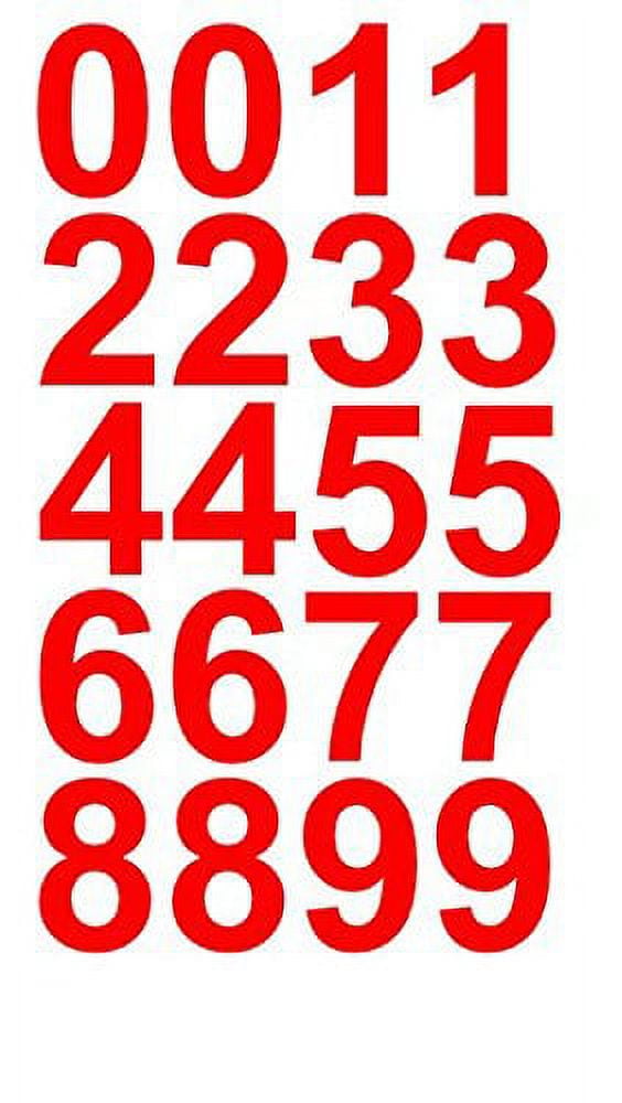 Sheet of 1 Inch (Red) Numbers Vinyl Custom Street Address Mailbox Decal ...