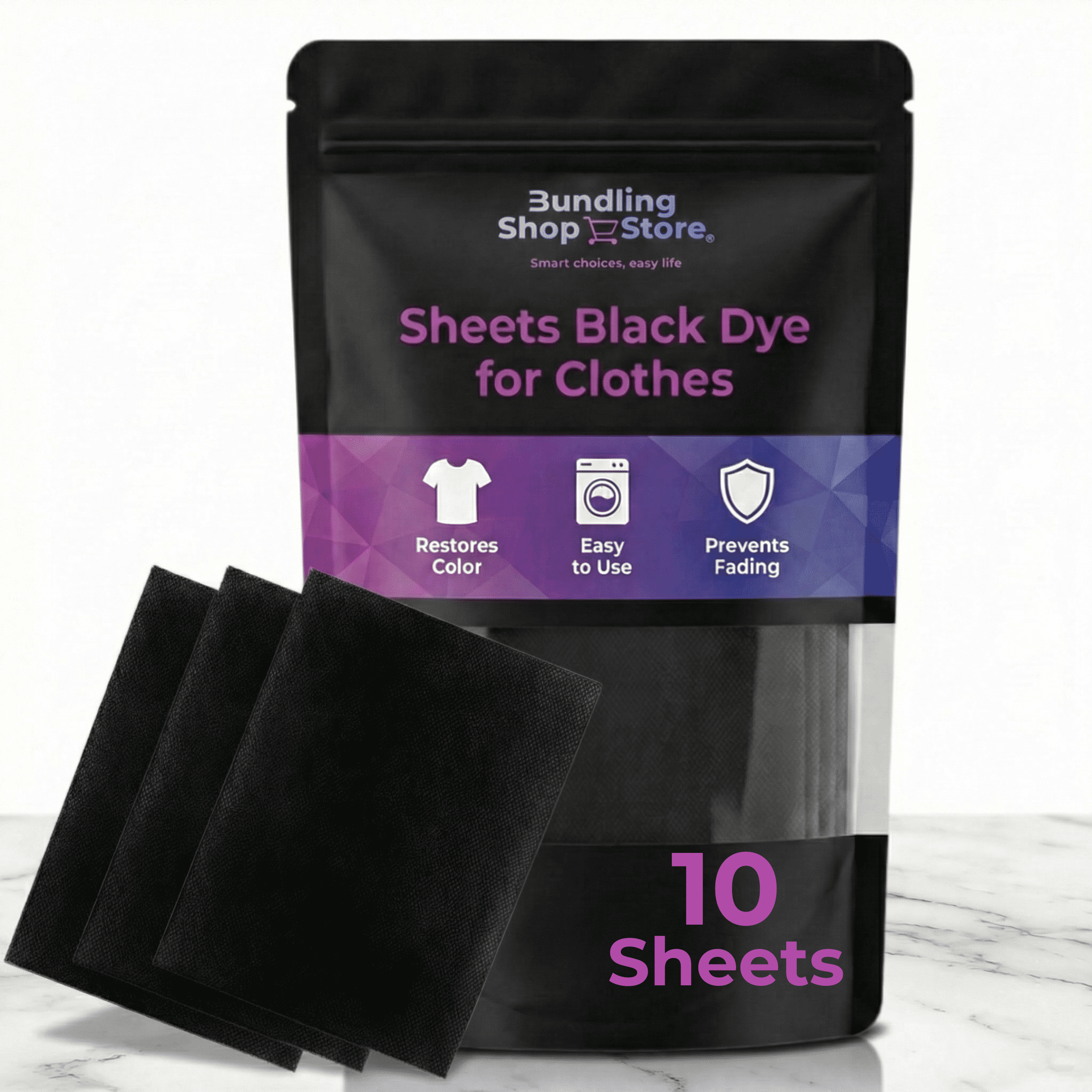 Sheets Black Dye for Clothes- 10 Pack Black Color Enhancing Laundry ...