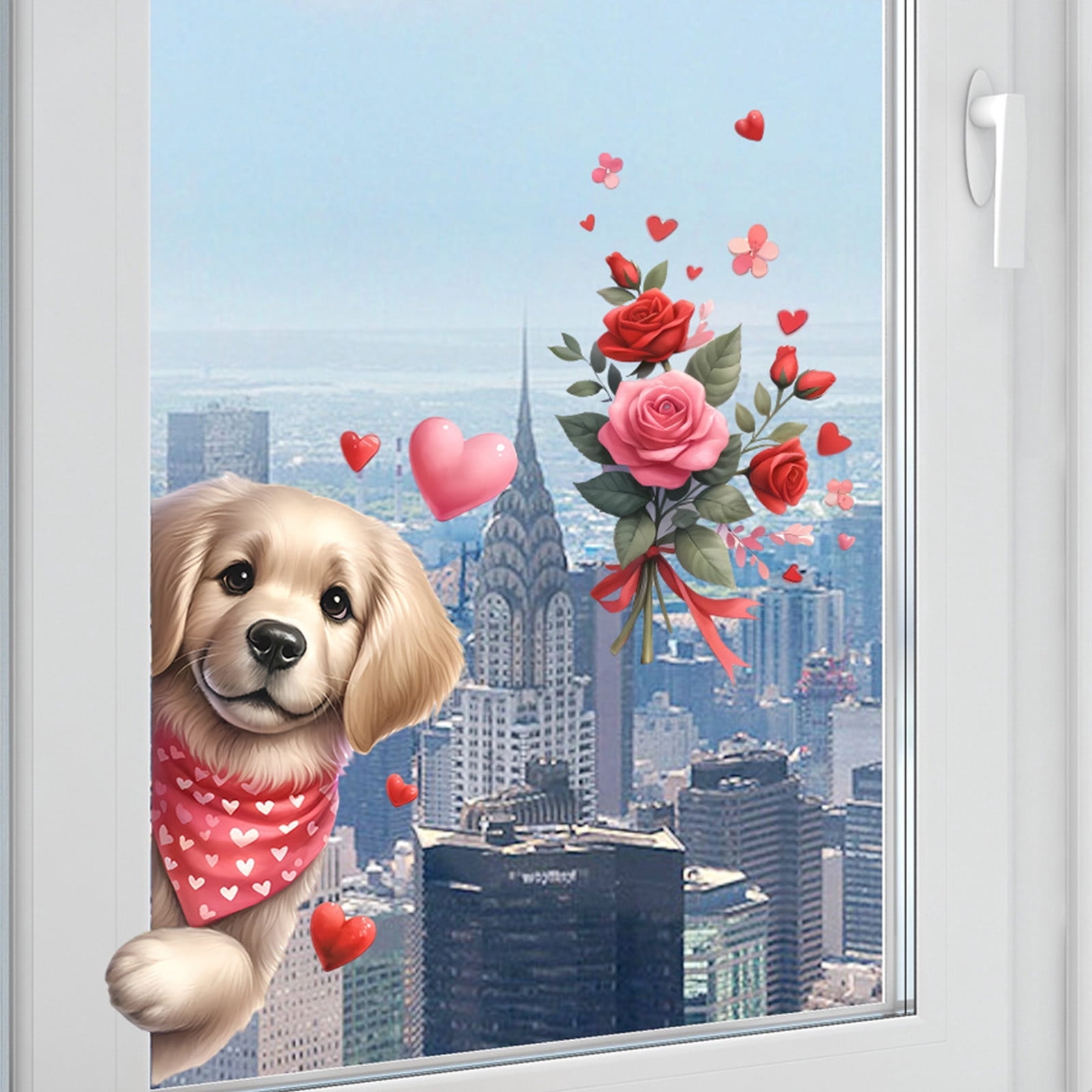 Sheets Vintage Valentine's Day Puppy Window Clings Decoration Vintage ...