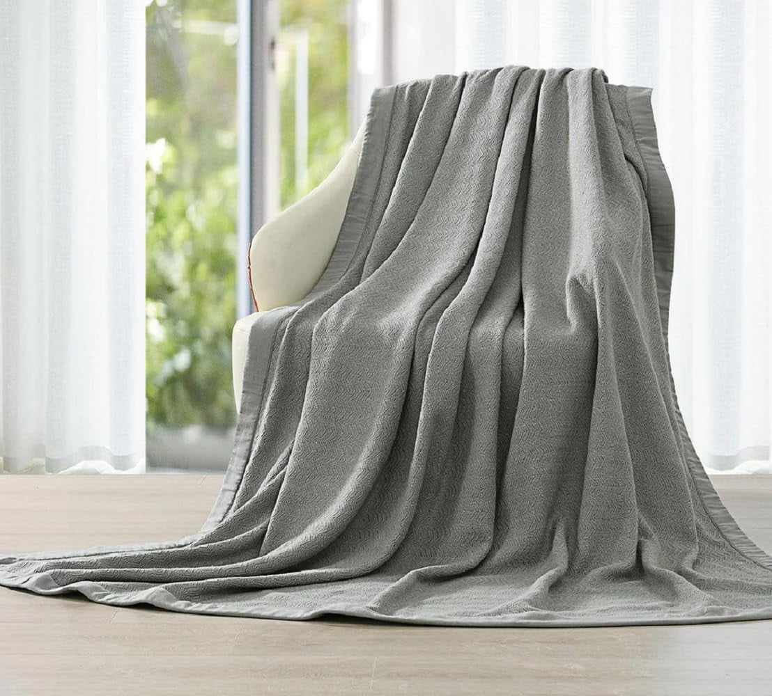 Sheetsnthings 100% Cotton 2-Ply Sheet Throw Blanket (50"W x 70"L, Grey ...