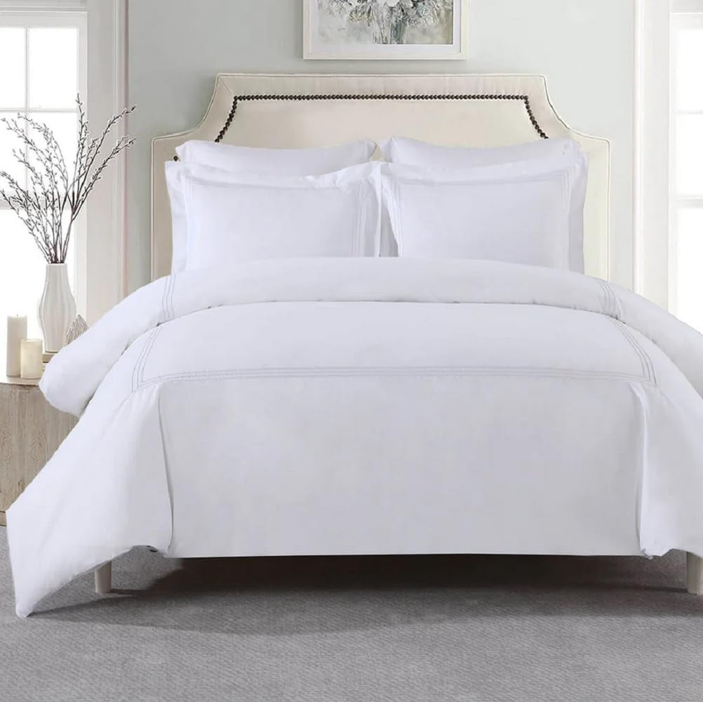 Sheetsnthings 2pc Percale Duvet Cover Set (Twin/Twin XL, White) Adeline ...
