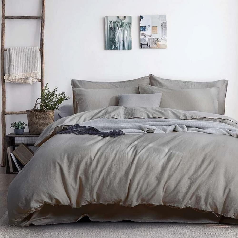 Sheetsnthings Belgian Flax Linen-Cotton Blend 7PC Bed Set Includes ...