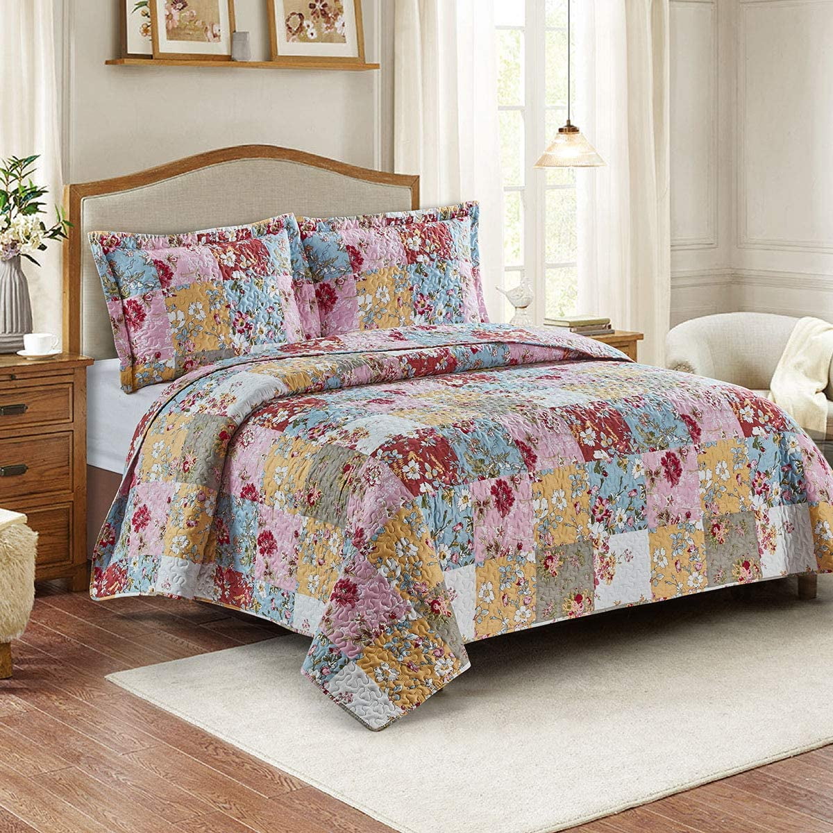 Sheetsnthings Daphne Multi-Colored Reversible Coverlets, Full/Queen ...