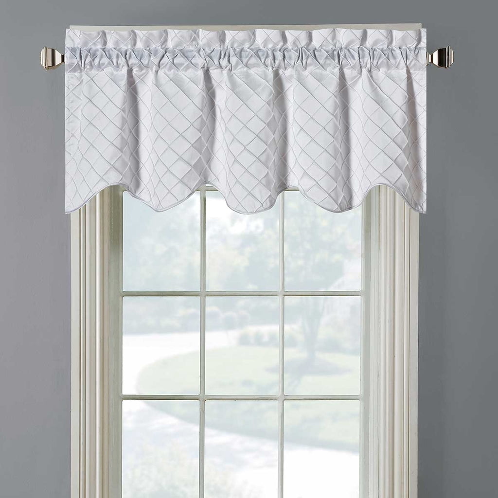 Sheetsnthings Diamond Embroidered Window Valance, White (52x17) Rod ...