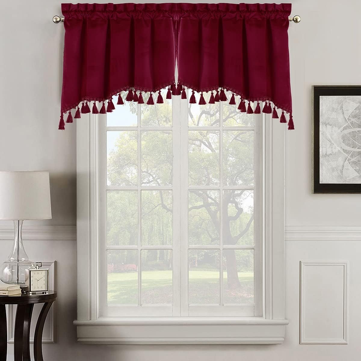 Sheetsnthings Heavyweight Velvet Swag Valances, Set of 2 (35x30) Rod ...