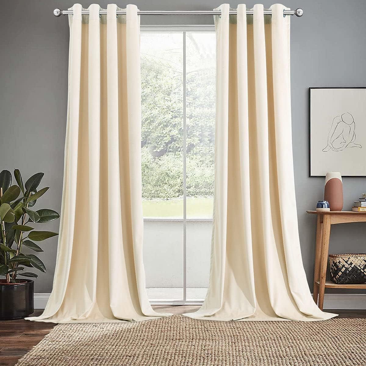Sheetsnthings Velvet Heavyweight Grommet Top Window Curtains, Set of 2 ...