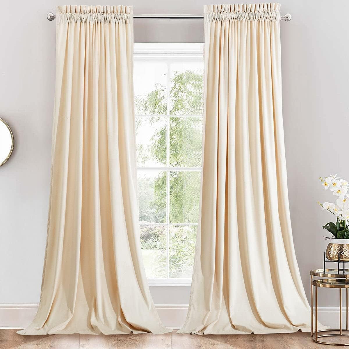 Sheetsnthings Velvet Heavyweight Rod Pocket Window Curtains, Set of 2 ...