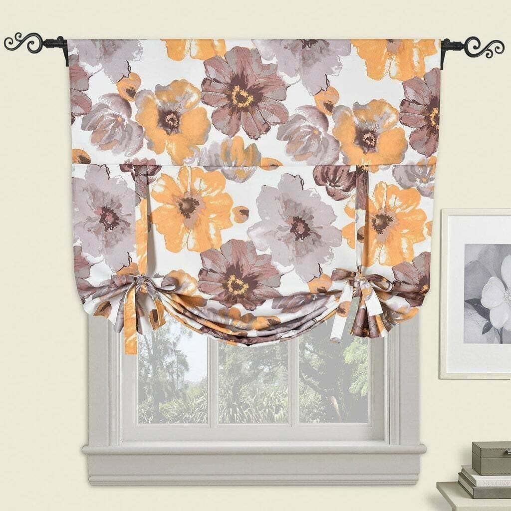 Sheetsnthings Window Curtain Shade, Room Darkening Tie-Up Shade (46W x ...