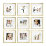 Sheffield Home 9 Piece Gallery Wall Frame Set, 12x12 in. Matted to 8x8 in. (Gold) - Walmart.com