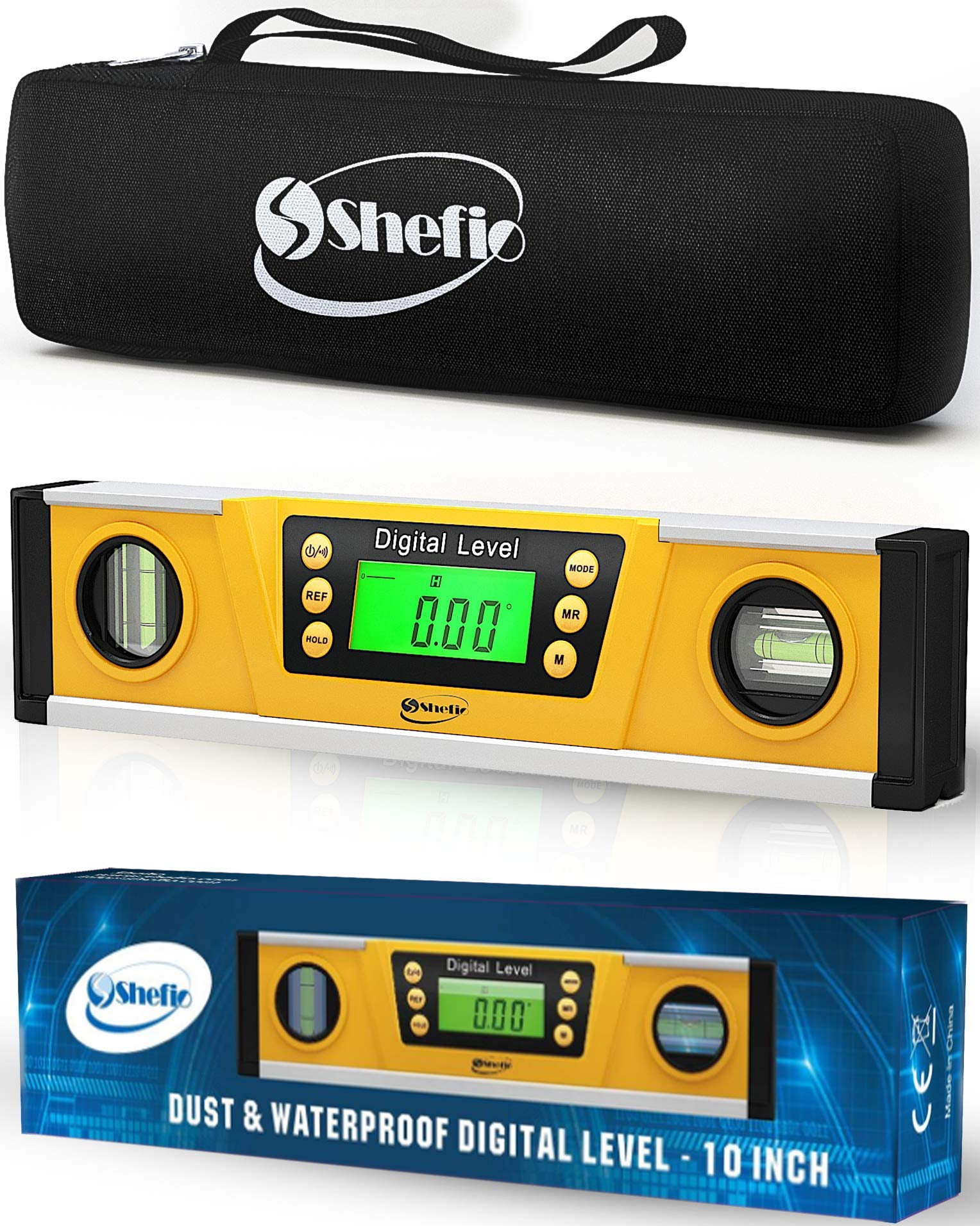Shefio Digital Level - 10 Inch Torpedo Level And Protractor, Bright Lcd ...