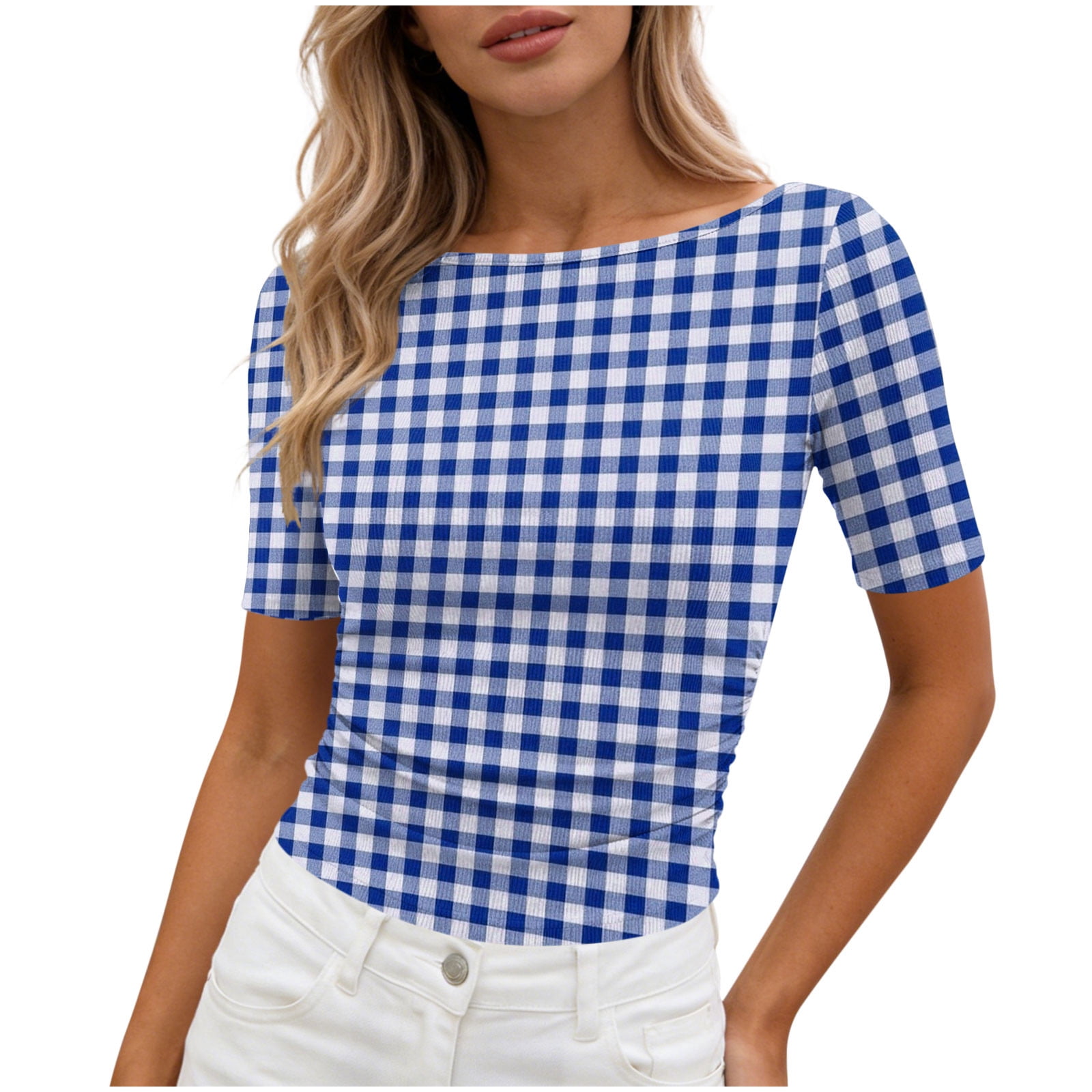Sheghy Cute Tops for Women Summer Short Sleeve Crew Neck Basic Top ...