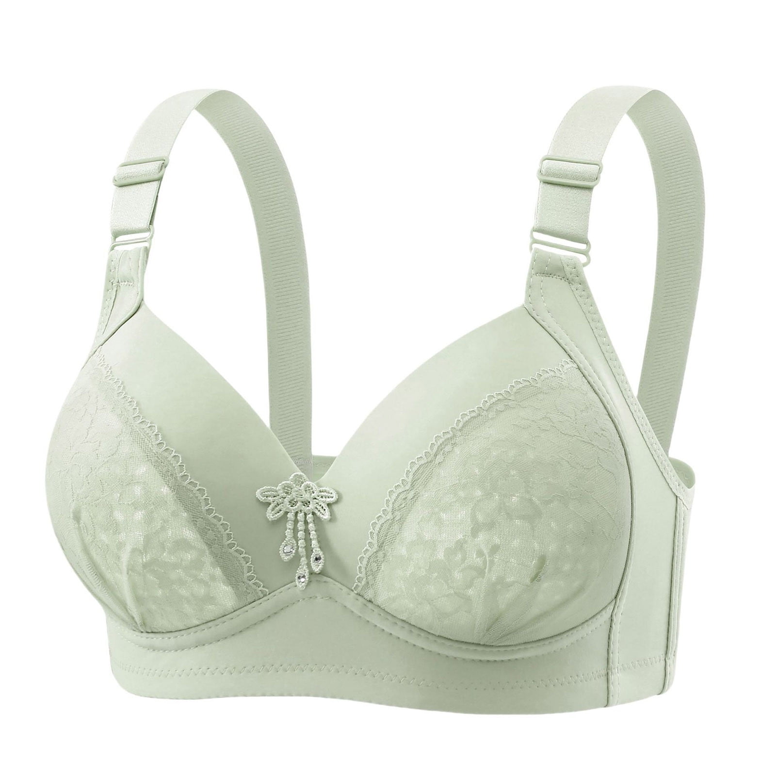 Sheghy Plus Size Embroidered Bra-Front Hook Wireless Comfort Bra ...