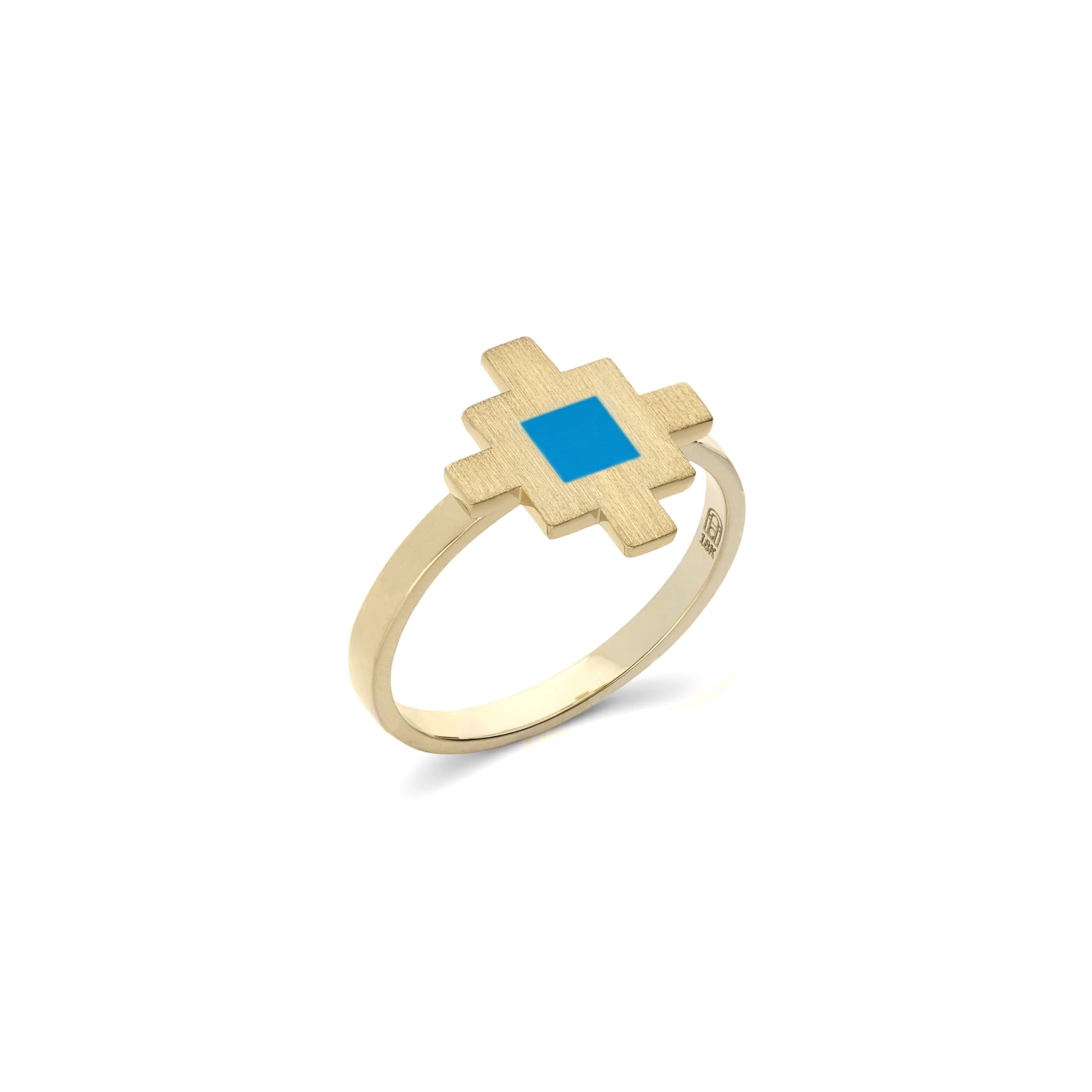 Sheida Farrokhi Bahar Ring, 18k Yellow Gold Blue Enamel, Stackable Ring ...