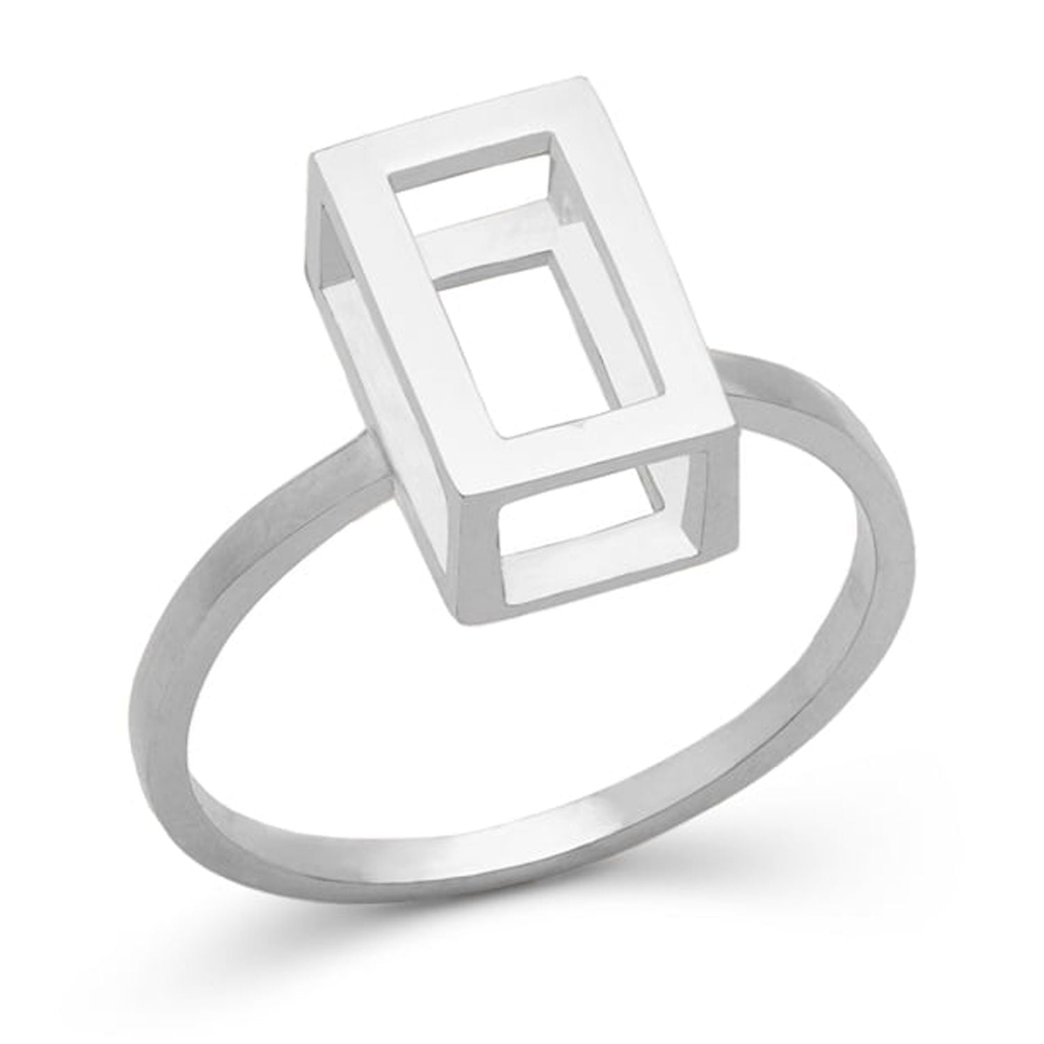 Sheida Farrokhi Jewelry 18k White Gold Stackable Women's Rectangle Ring for The Young and Adults ...