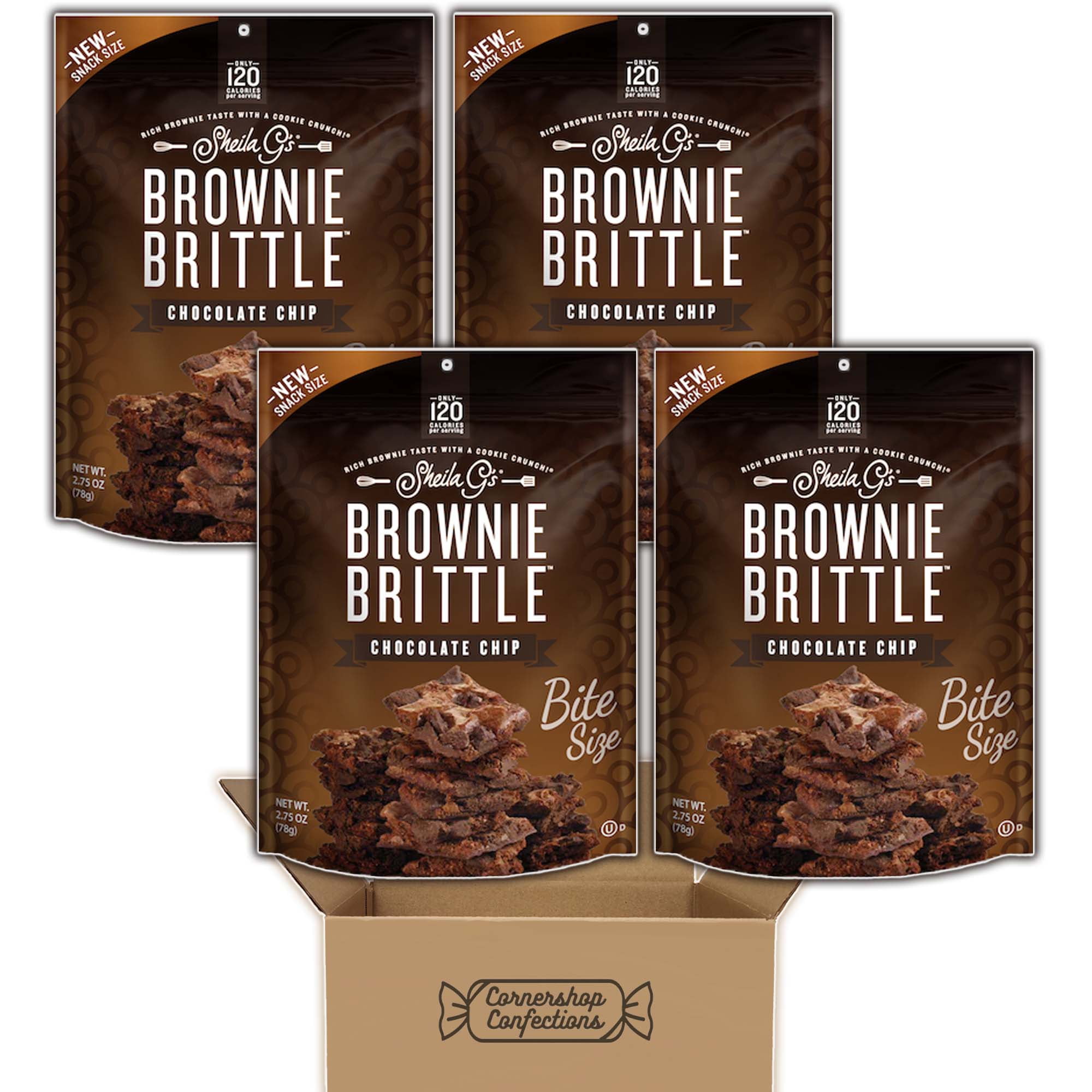 Sheila G's Brownie Brittle Bite Size Chocolate Chip Bundle - 4 ...