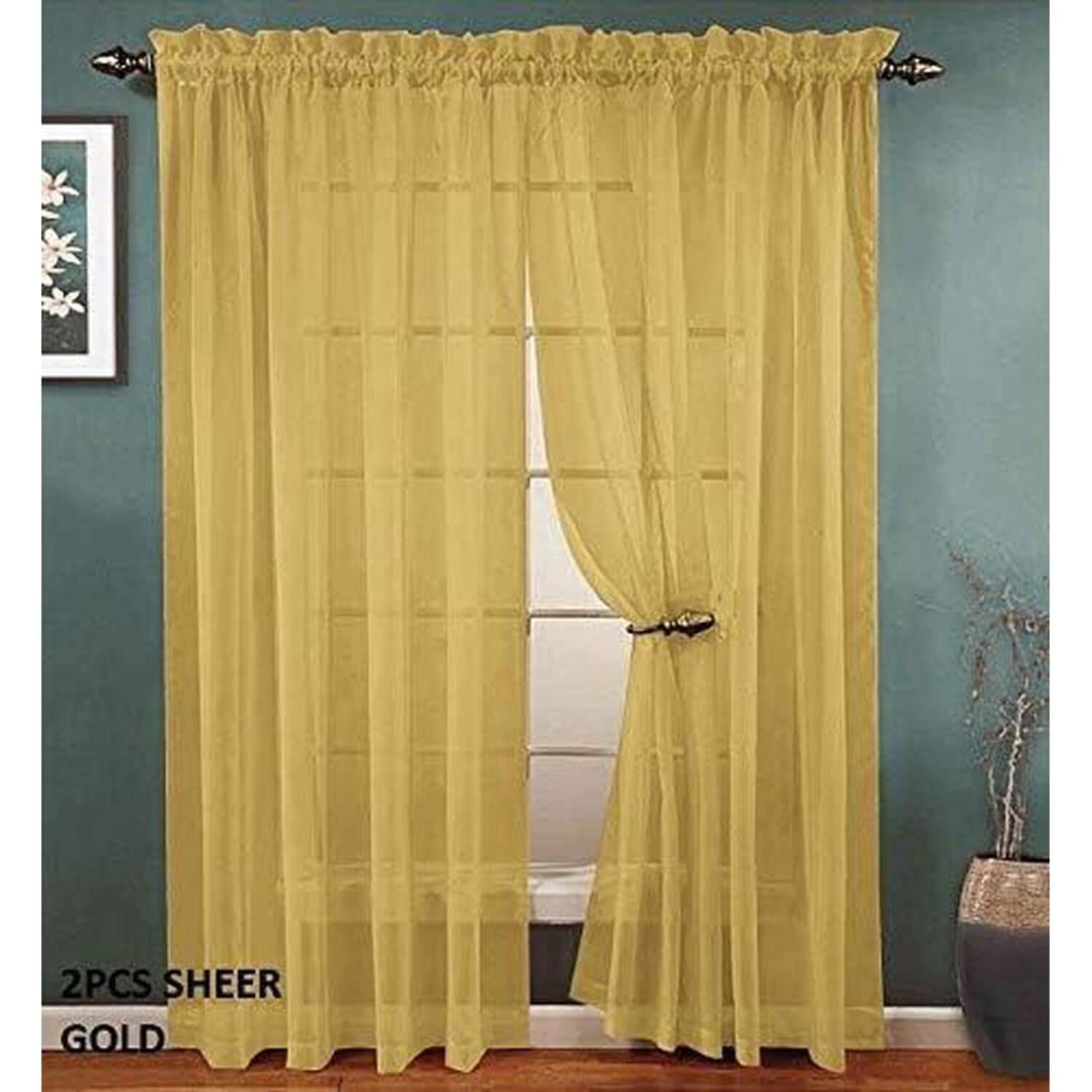 Sheila Sheer Rod Pocket Window Panel, Gold, 54x84 Inches - Walmart.com