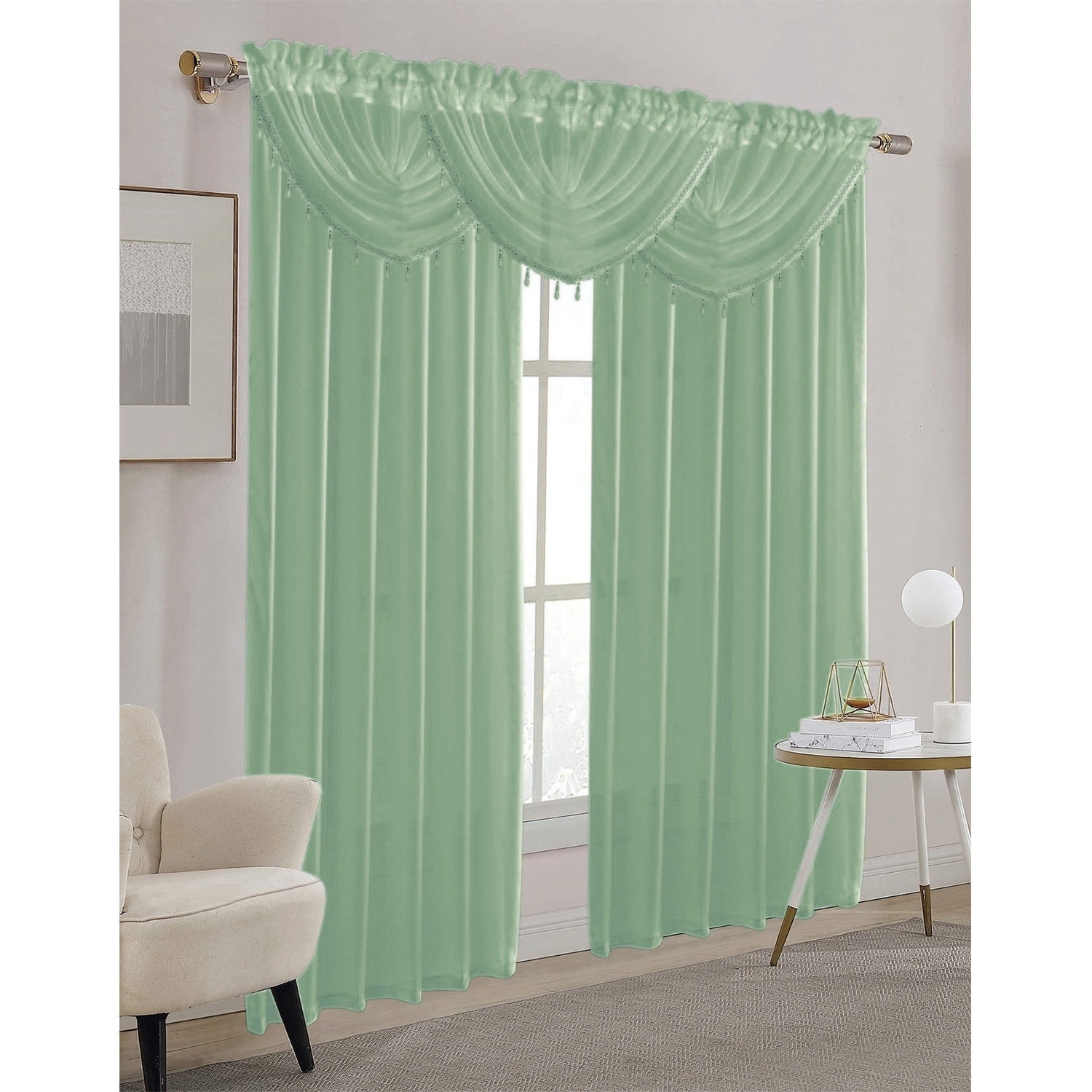 Sheila Sheer Rod Pocket Window Panel, Sage, 54x84 Inches - Walmart.com
