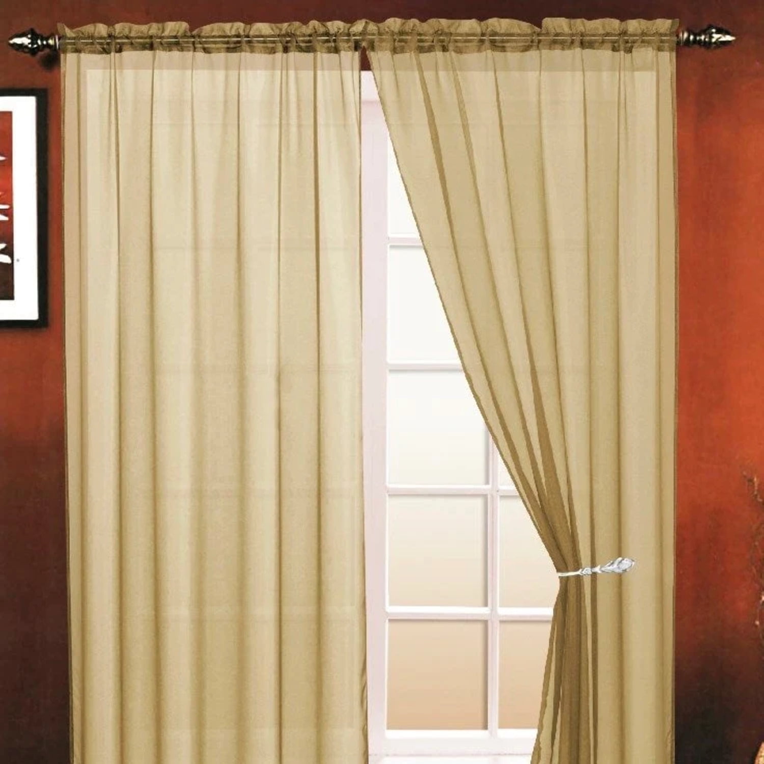 Sheila Sheer Rod Pocket Window Panel, Taupe, 54x84 Inches - Walmart.com