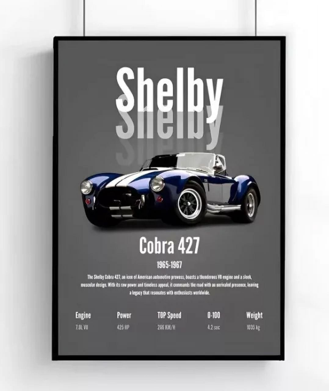 Shelby Cobra 427 Car Poster Wall Art Boys Room German Cars NO FRAMED ...