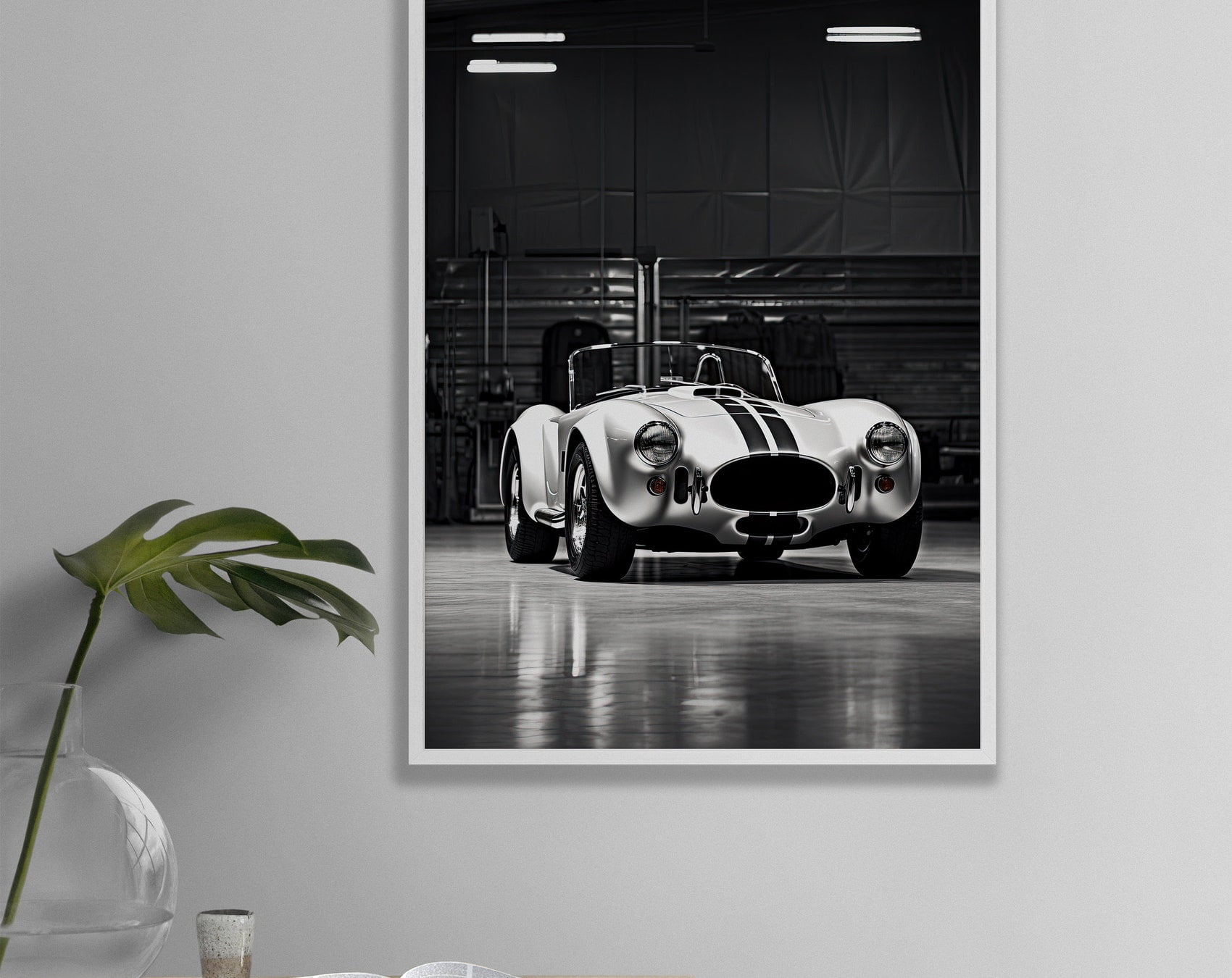 Shelby Cobra Black & White Car Poster Print Classic Car Wall Art Rare ...