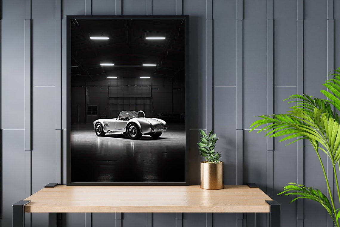 Shelby Cobra Framed Black & White Print, Classic Car Framed Poster Art ...
