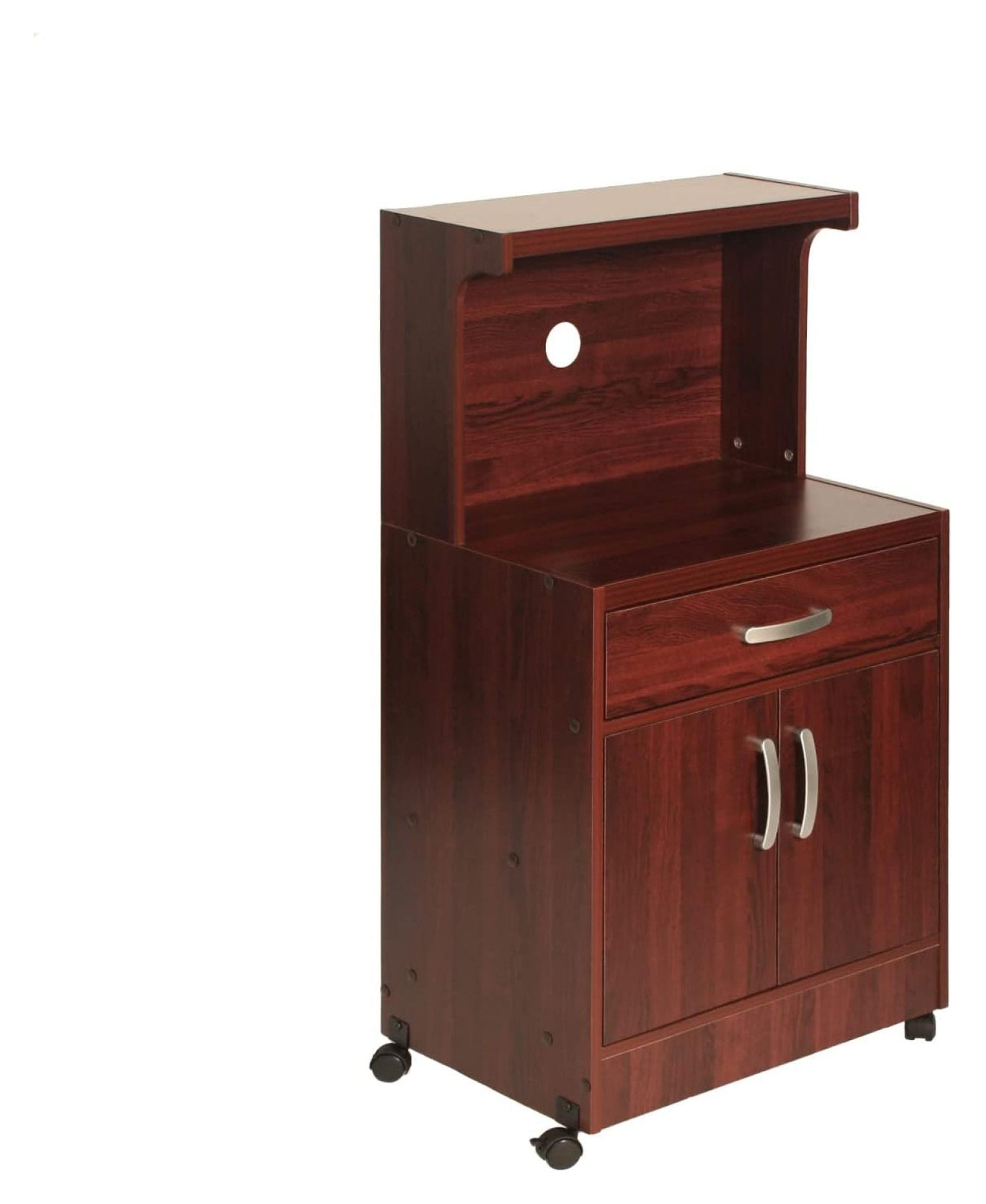 Shelby Kitchen Wooden Microwave Cart in Mahogany (2134) - Walmart.com