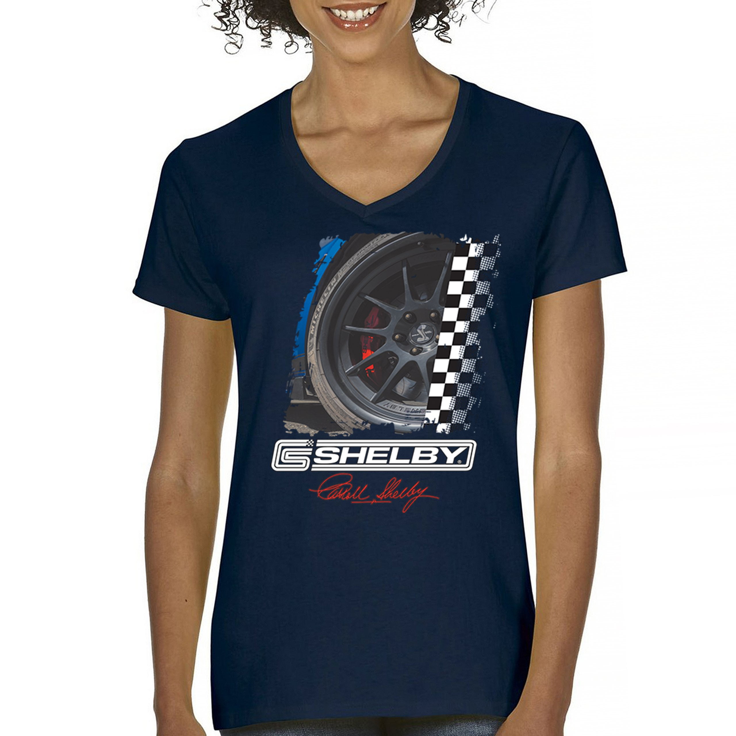 Shelby Wheel Women's V-Neck T-shirt American Classic Muscle Car Racing ...
