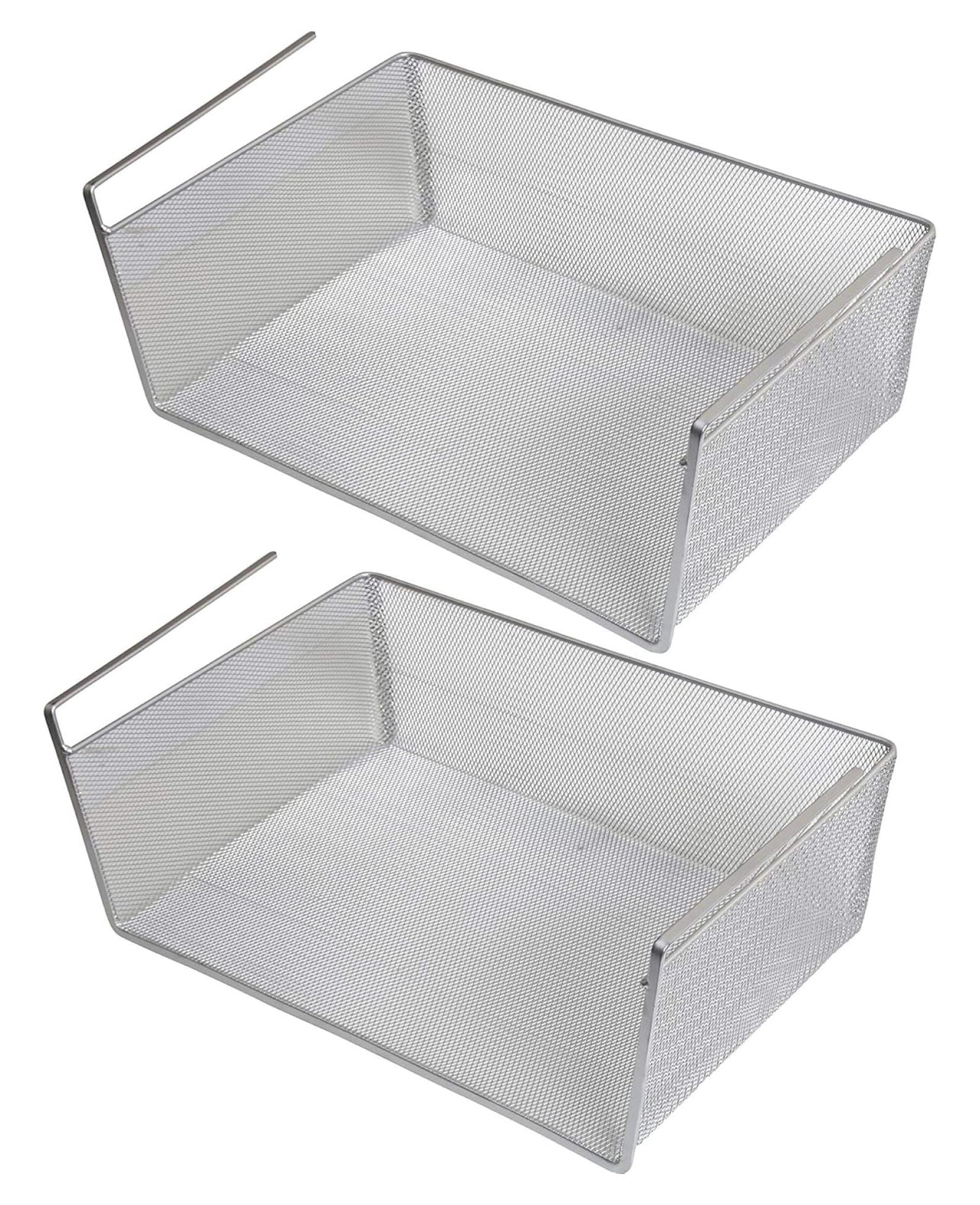 Under Shelf Basket (2-Pack) Mesh Stainless Steel Storage Under Cabinet ...