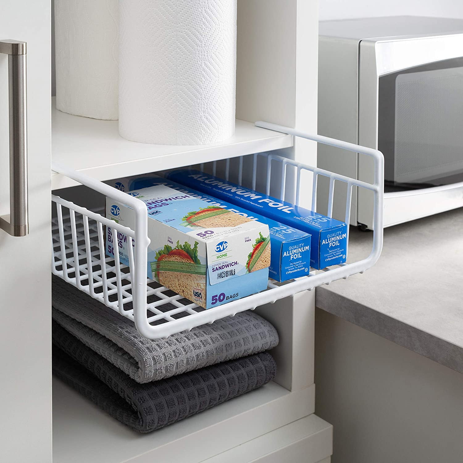 Under Shelf Basket, Household Metal Under Shelf Hanging Storage Bin ...