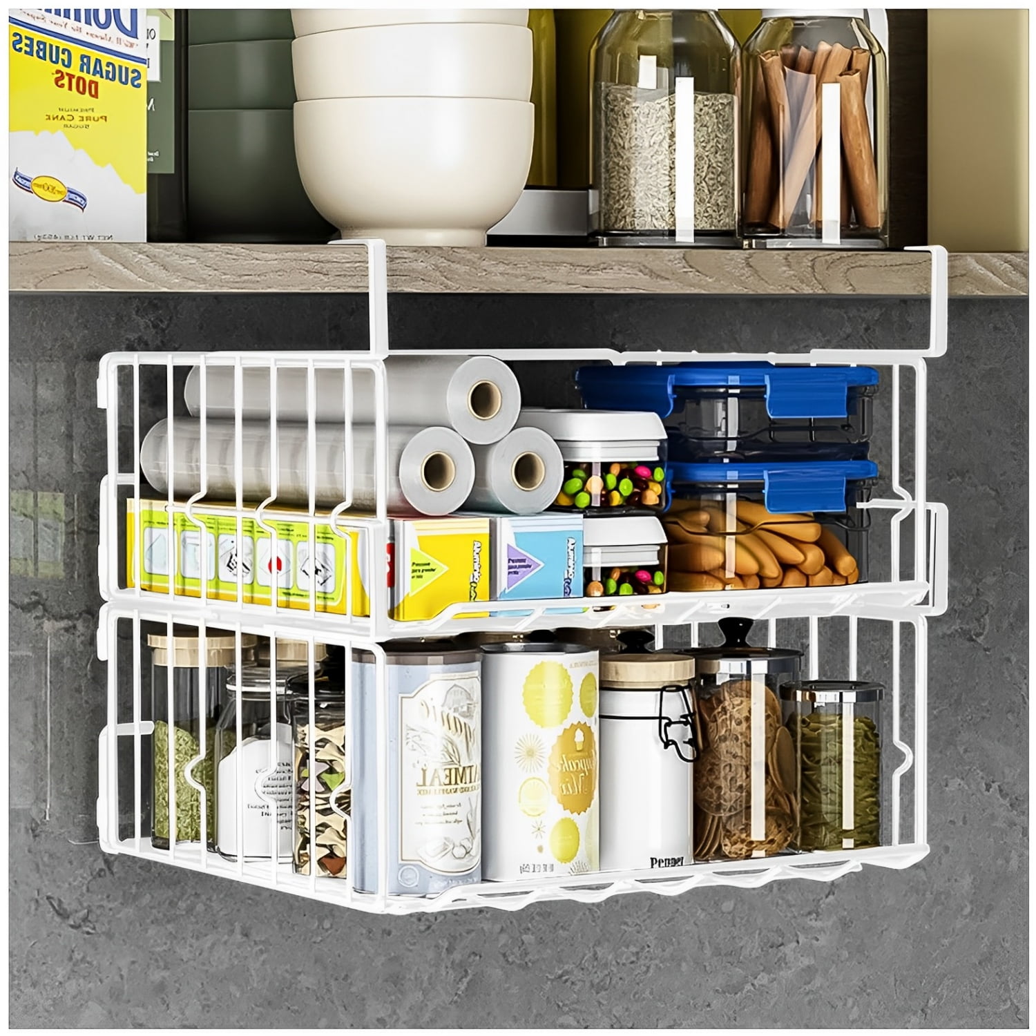 Under Shelf Basket Storage 2Pack - 12.6in Metal Under Cabinet Shelf ...