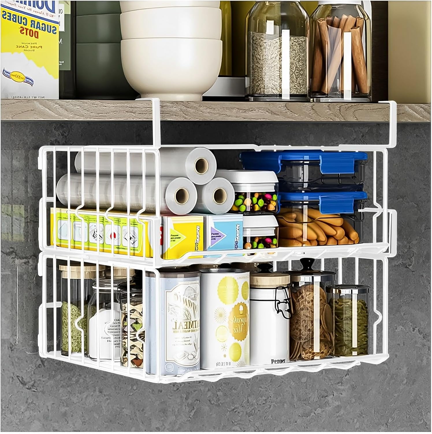 Under Shelf Basket Storage 2Pack - 12.6in Metal Under Cabinet Shelf ...