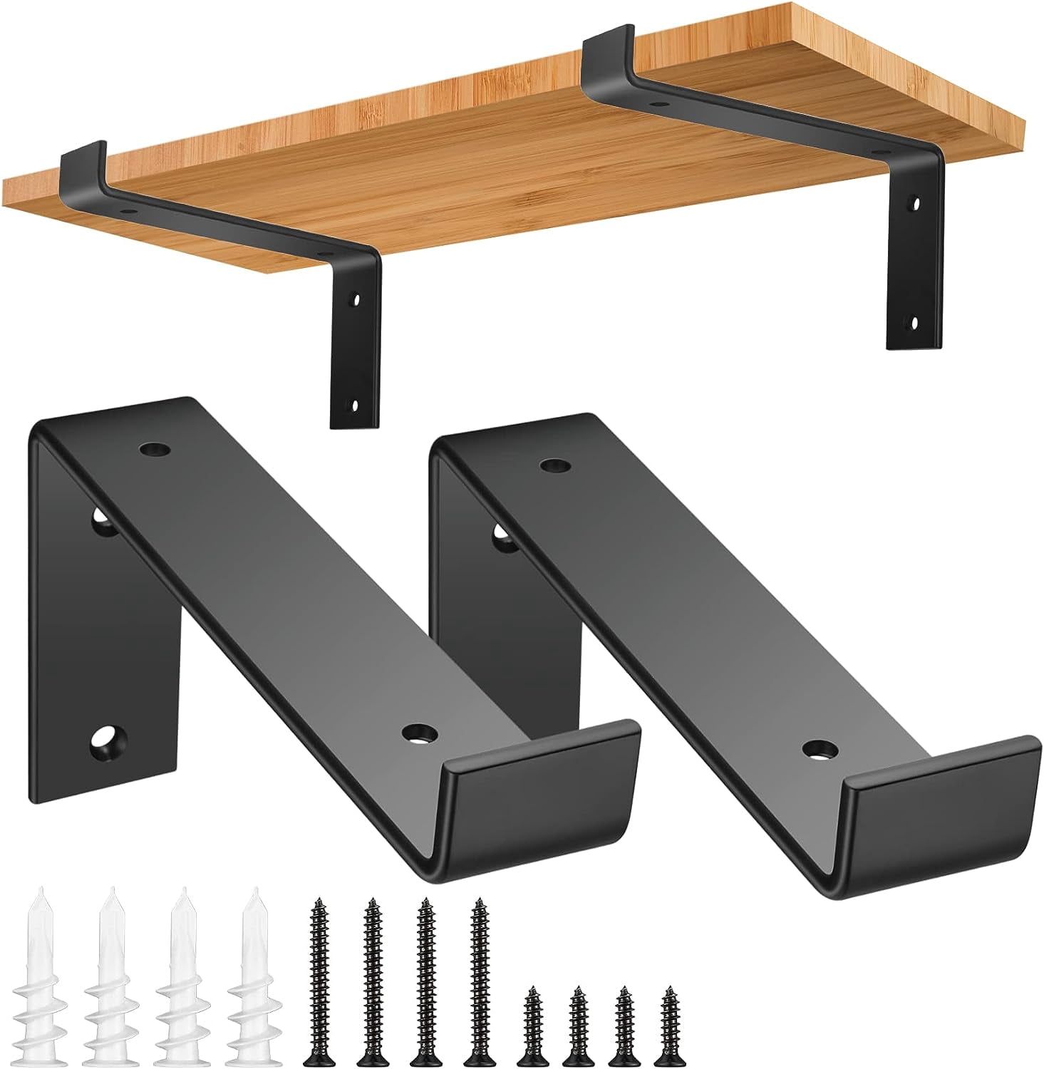 Shelf Bracket Heavy Duty, 2 Packs Scaffold Board Shelf Brackets, Black ...